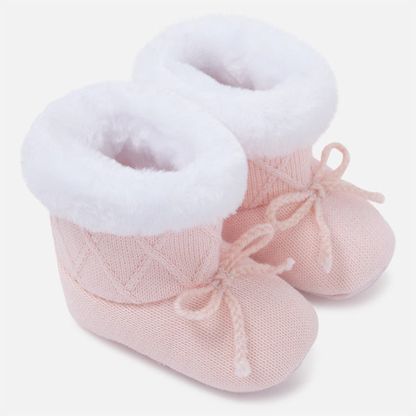 9626BR Baby knit pram boots with faux fur – Tres Elegant
